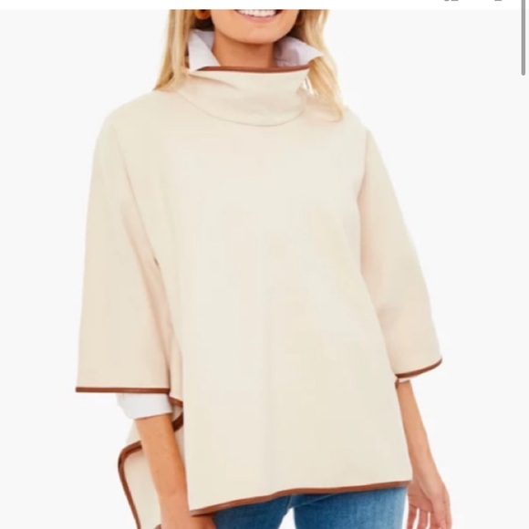 Tuckernuck | Sweaters | Tuckernuck Ivory Cream Leather Trimmed Poncho ...